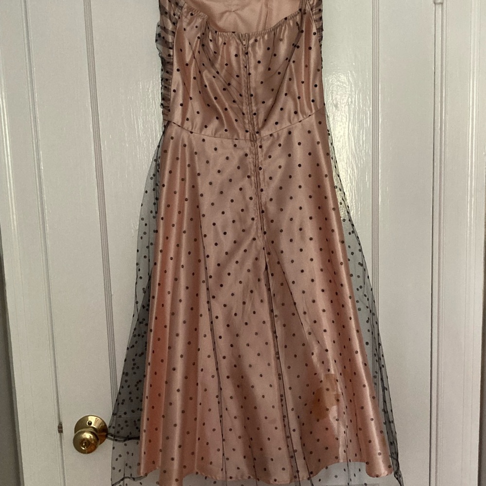 Stop Staring Tulle And Satin Strapless Polka Dot Dress - Gem